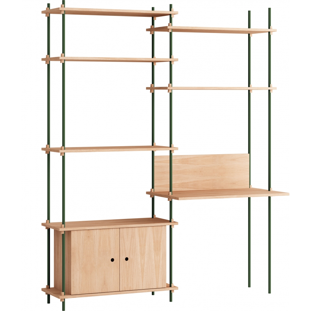 Moebe - Shelving System s.200.2.E Regal, Doppelt Eiche/Kieferngrün ...